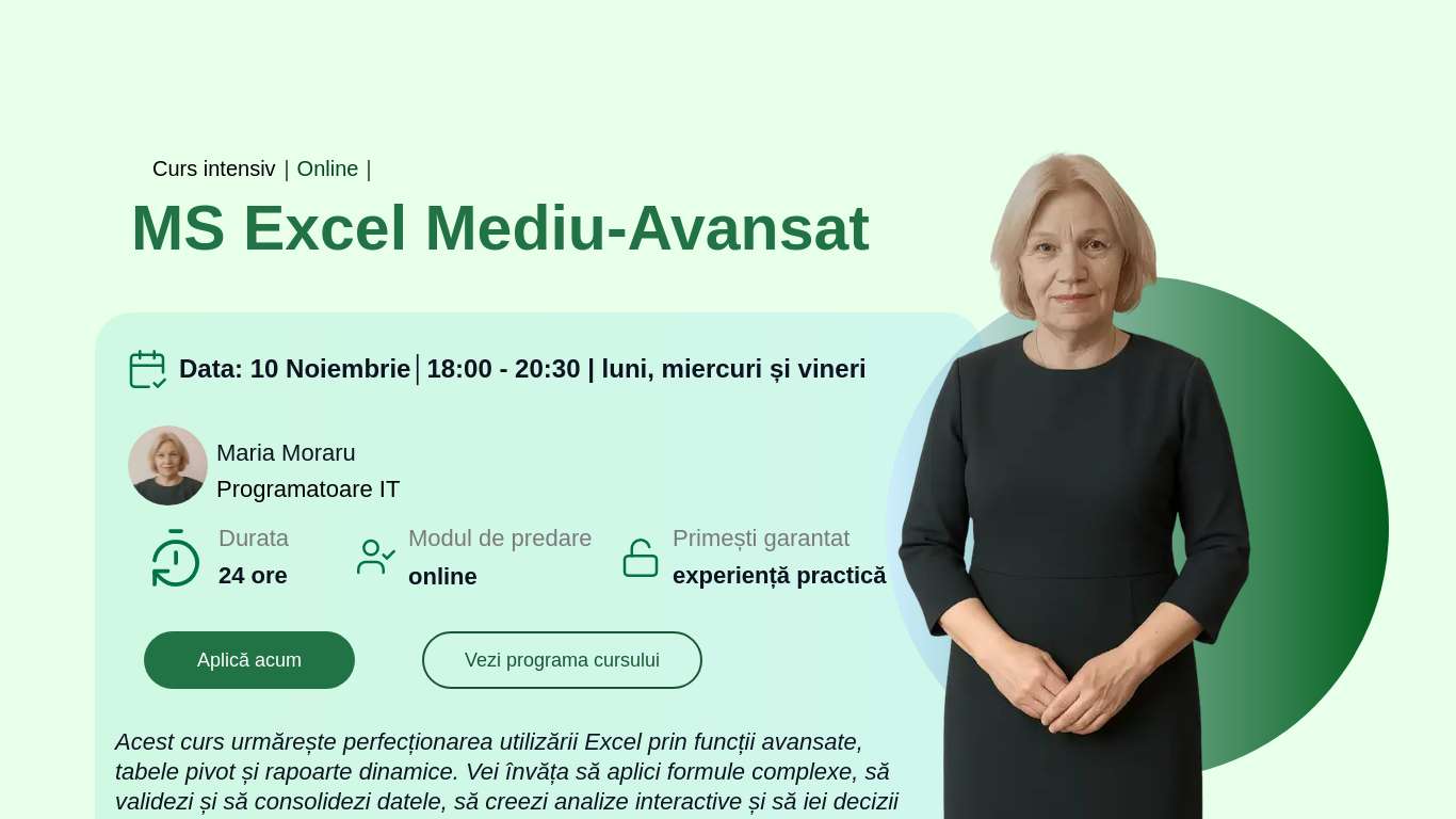 Curs practic Microsoft Excel Nivel Mediu - Avansat
